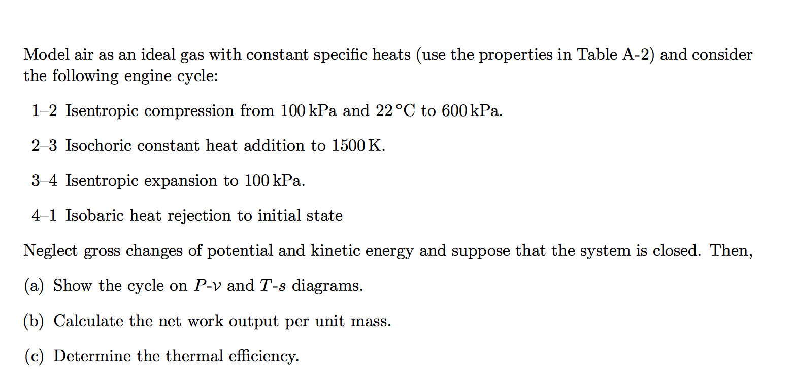 Solved Model air as an ideal gas with constant specific | Chegg.com