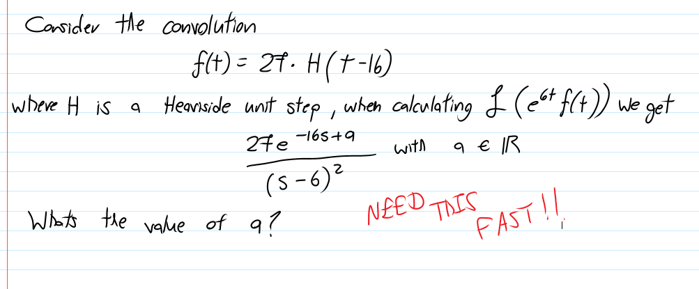Solved Consider the convolution f(t) = 27. H(+-16) where H | Chegg.com