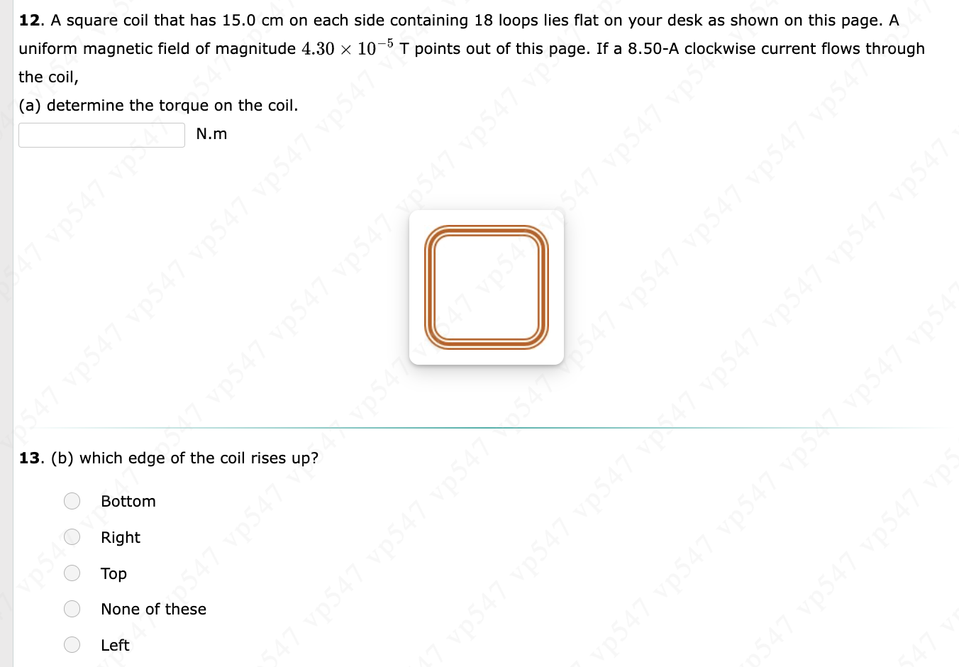 Solved A square coil that has 15.0 ﻿cm on each side | Chegg.com