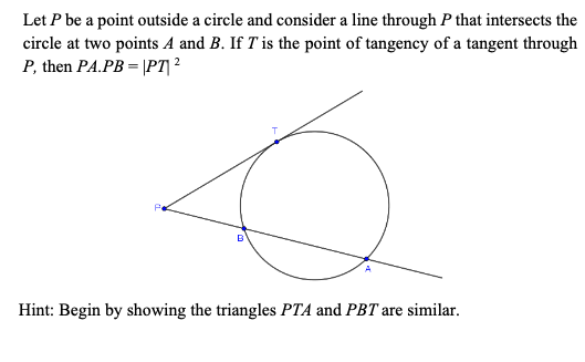 Solved Let P be a point outside a circle and consider a line | Chegg.com