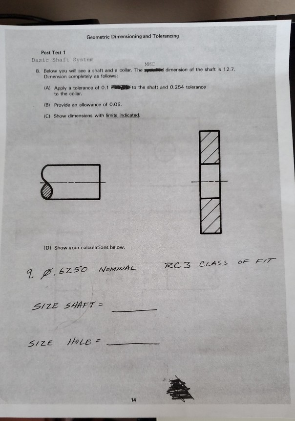 Solved Below you will see a shaft and a collar. The MMC | Chegg.com