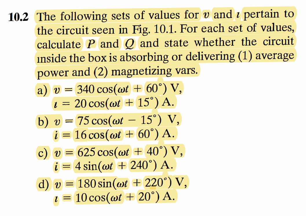 Solved .2 The following sets of values for v and l pertain | Chegg.com