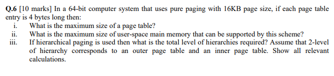 Solved Q.6 [10 marks] In a 64-bit computer system that uses | Chegg.com