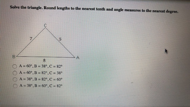 Solved Solve the triangle. Round lengths to the nearest | Chegg.com
