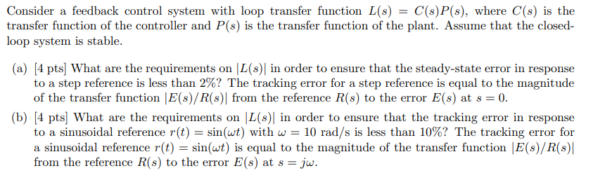 Solved Consider a feedback control system with loop transfer | Chegg.com