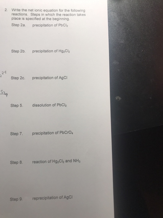 Solved 2. Write the net ionic equation for the following | Chegg.com