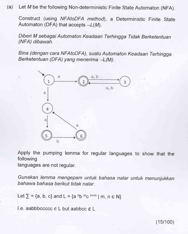 Solved (a) Let M be the following Non-deterministic Finite | Chegg.com