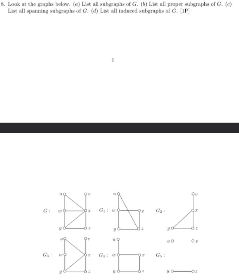 Solved 8. Look at the graphs below. (a) List all subgraphs | Chegg.com