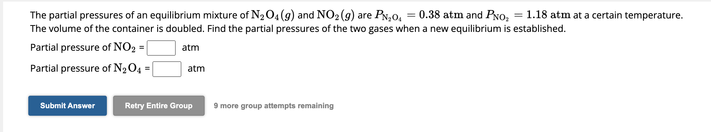 Solved The partial pressures of an equilibrium mixture of | Chegg.com
