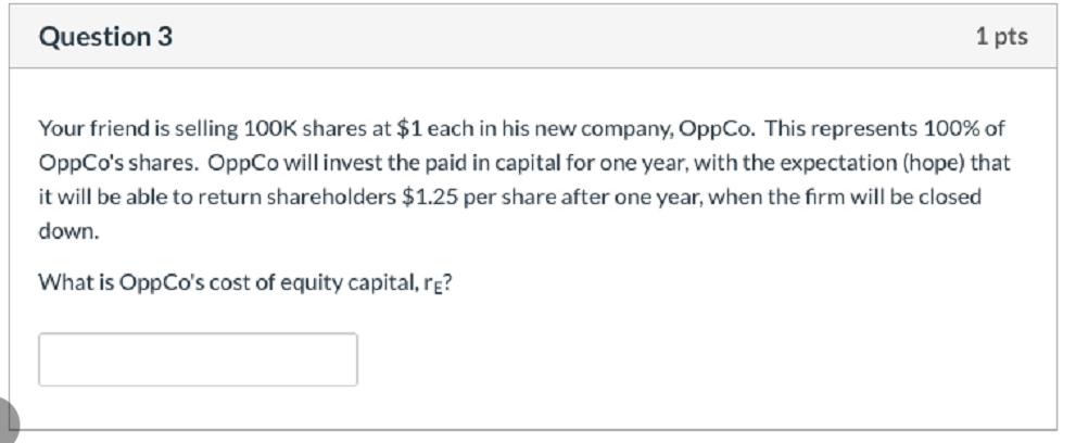 Solved Question 3 1 pts Your friend is selling 100K shares | Chegg.com