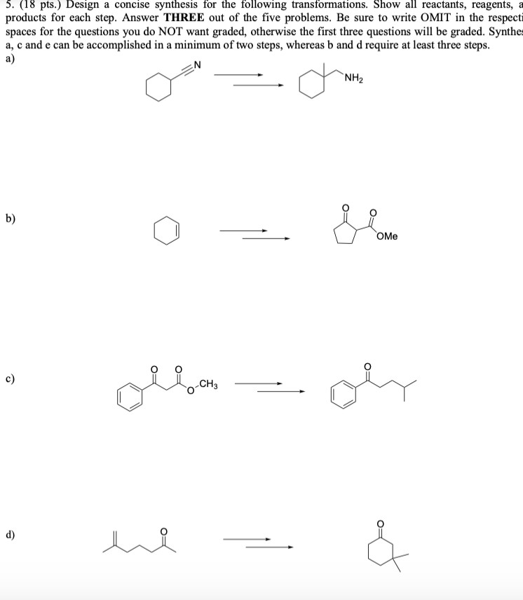 Solved 5. (18 ﻿pts.) ﻿Design a concise synthesis for the | Chegg.com