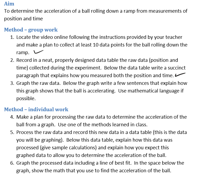 Solved Aim To determine the acceleration of a ball rolling | Chegg.com