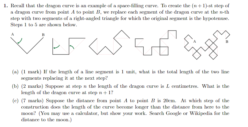 Solved 1. Recall that the dragon curve is an example of a | Chegg.com