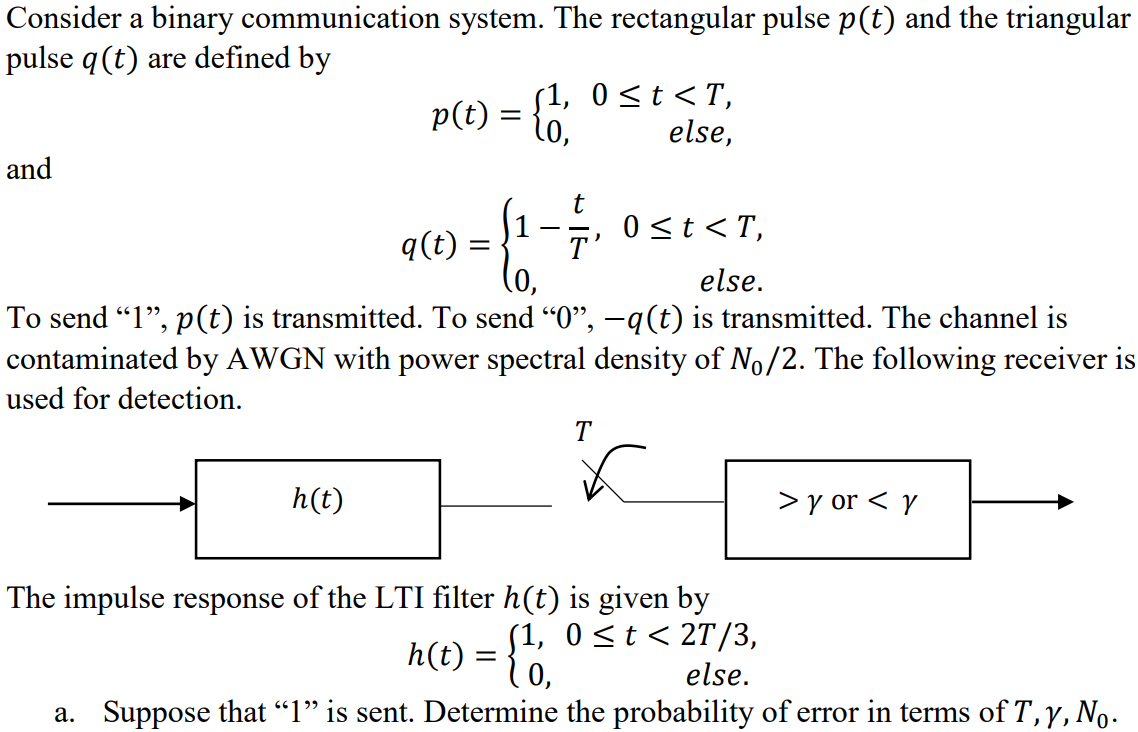 Consider A Binary Communication System The
