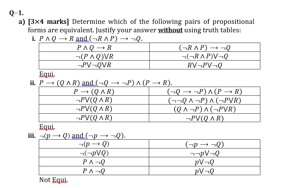 Solved Q-1. a) [3x4 marks] Determine which of the following | Chegg.com