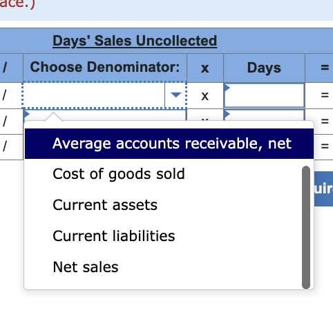 Solved Exercise 8-16 (Algo) Computing and analyzing days' | Chegg.com