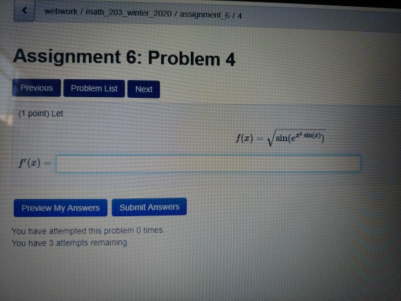 Solved webwork / math_203_winter_2020 / assignment 6/4 | Chegg.com