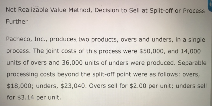 Solved Net Realizable Value Method, Decision to Sell at | Chegg.com
