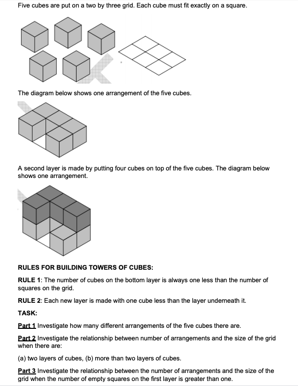 Solved Five cubes are put on a two by three grid. Each cube | Chegg.com