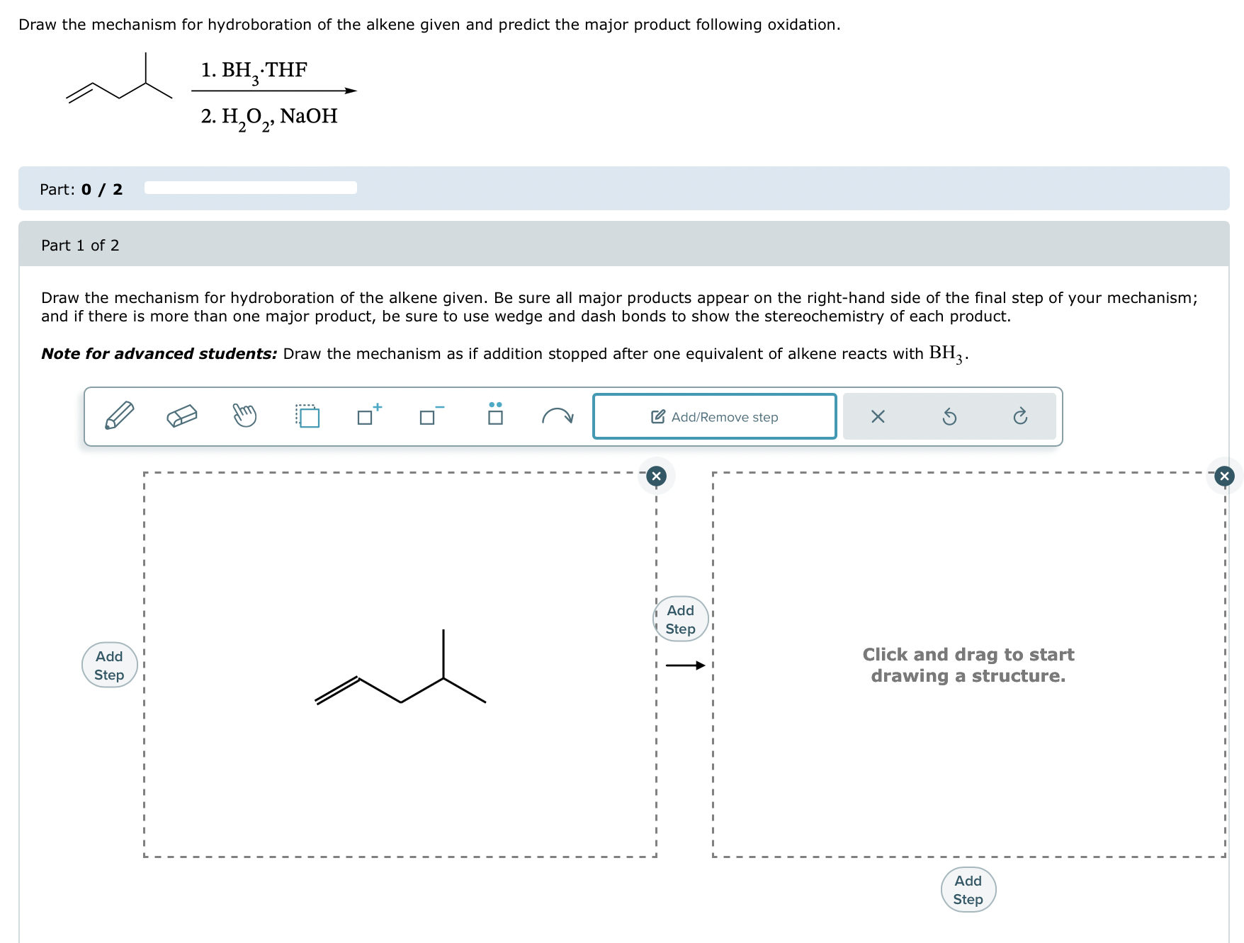 Draw the mechanism for hydroboration of the alkene | Chegg.com
