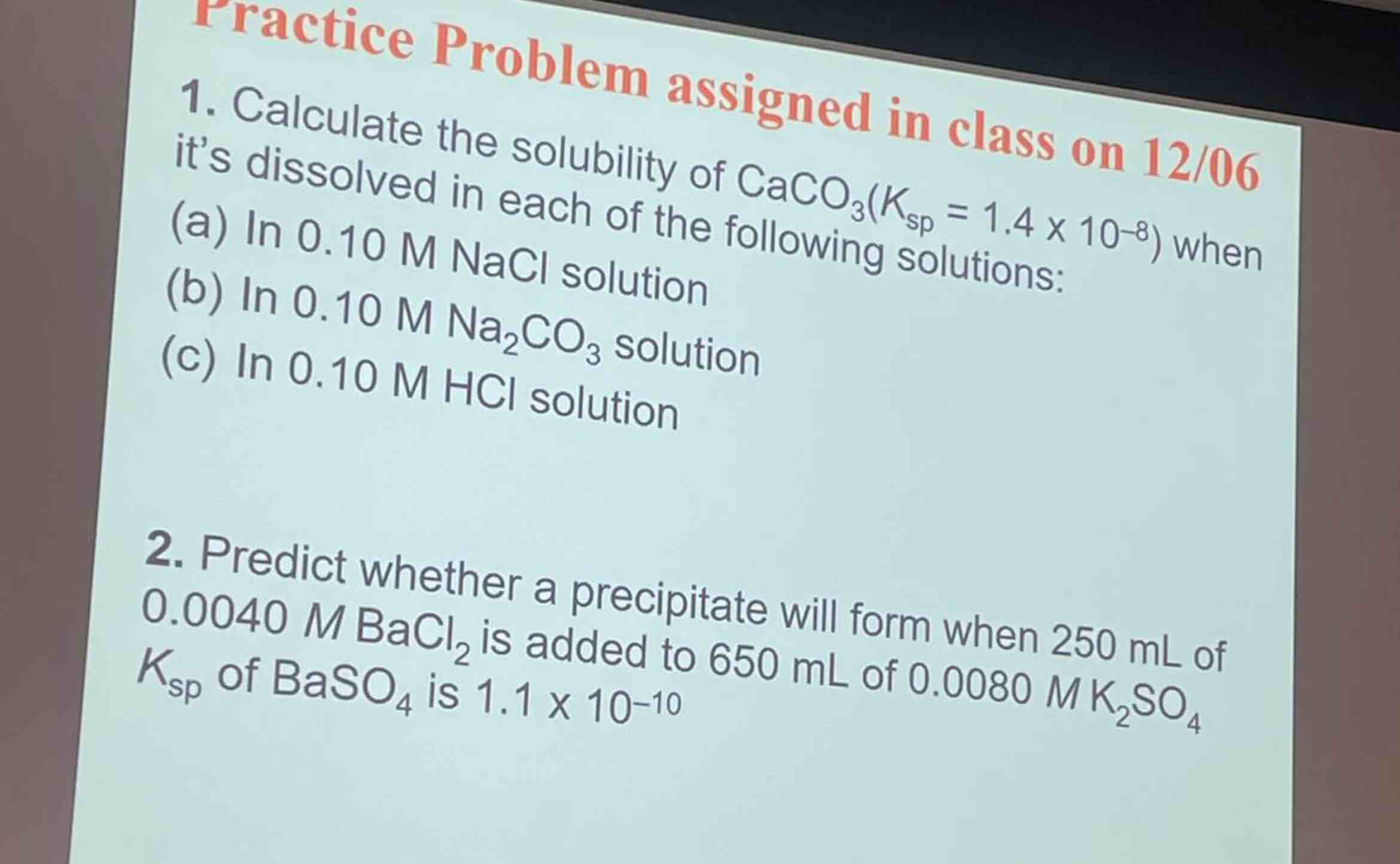 Solved Practice Problem assigned in ﻿class on 1206Calculate | Chegg.com
