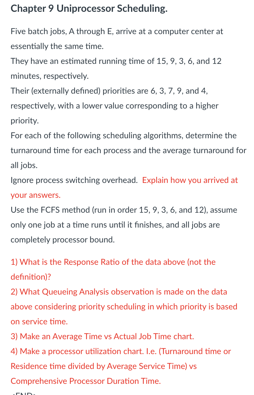 Solved Chapter 9 Uniprocessor Scheduling Five Batch Jobs A 
