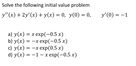 Solved Solve the following initial value problem y'(x) + | Chegg.com