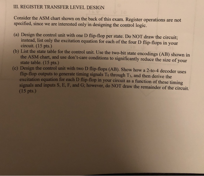 Solved III. REGISTER TRANSFER LEVEL DESIGN Consider the ASM | Chegg.com