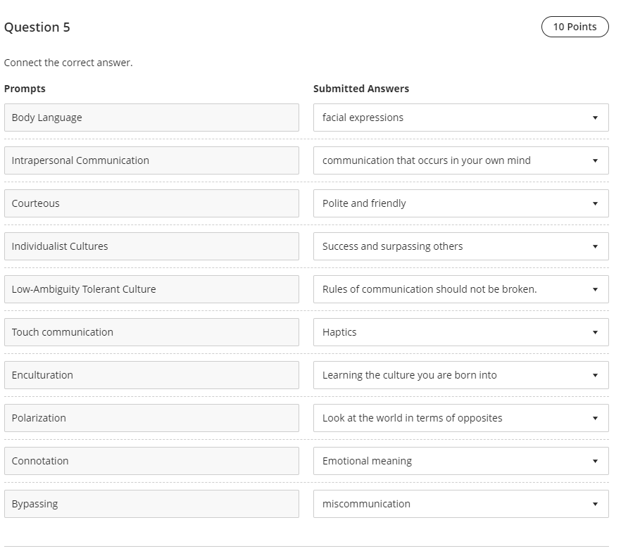 Solved Question 5 10 Points Connect the correct answer. | Chegg.com