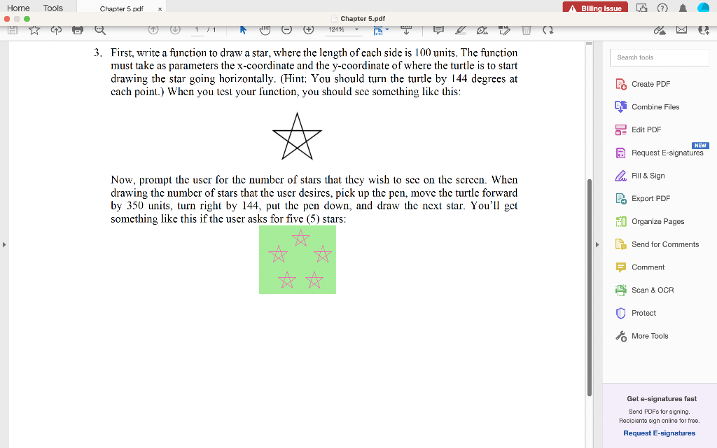 Solved First, write a function to draw a star, where the | Chegg.com