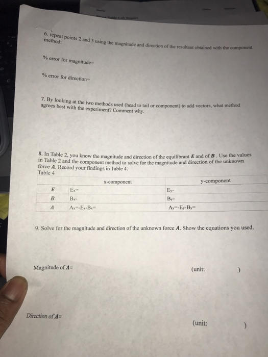 Solved Force Table Lab Report faxg Table 1 as Table 2 Force | Chegg.com