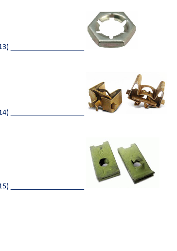 Solved 11. Identify the different types of fasteners as | Chegg.com