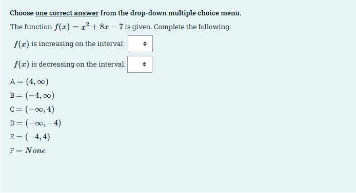 Solved Choose one correct answer from the drop-down multiple | Chegg.com