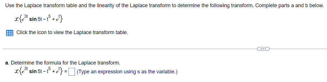 Solved Use the Laplace transform table and the linearity of | Chegg.com
