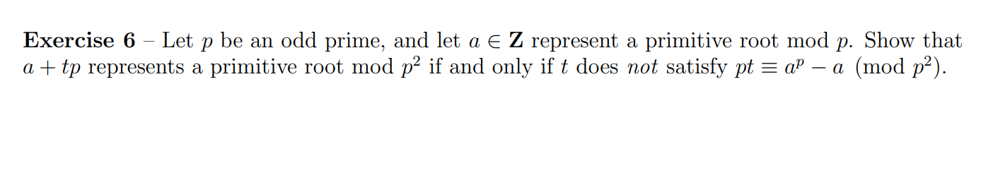 Solved Exercise 6 – Let p be an odd prime, and let a E Z | Chegg.com