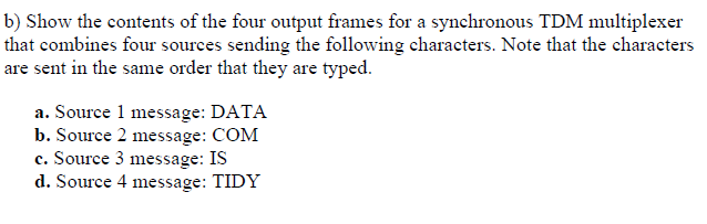 Solved b) Show the contents of the four output frames for a | Chegg.com