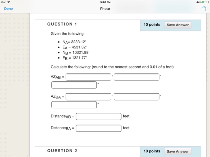 Solved iPad令 5:48 PM Done Photo QUESTION 1 10 points Save | Chegg.com
