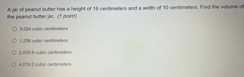 Solved A jar of peanut butter has a height of 16 centimeters | Chegg.com