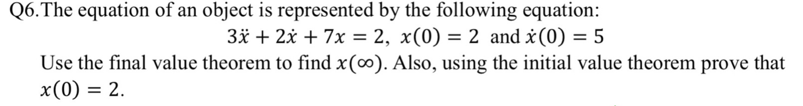 Q6.The equation of an object is represented by the | Chegg.com