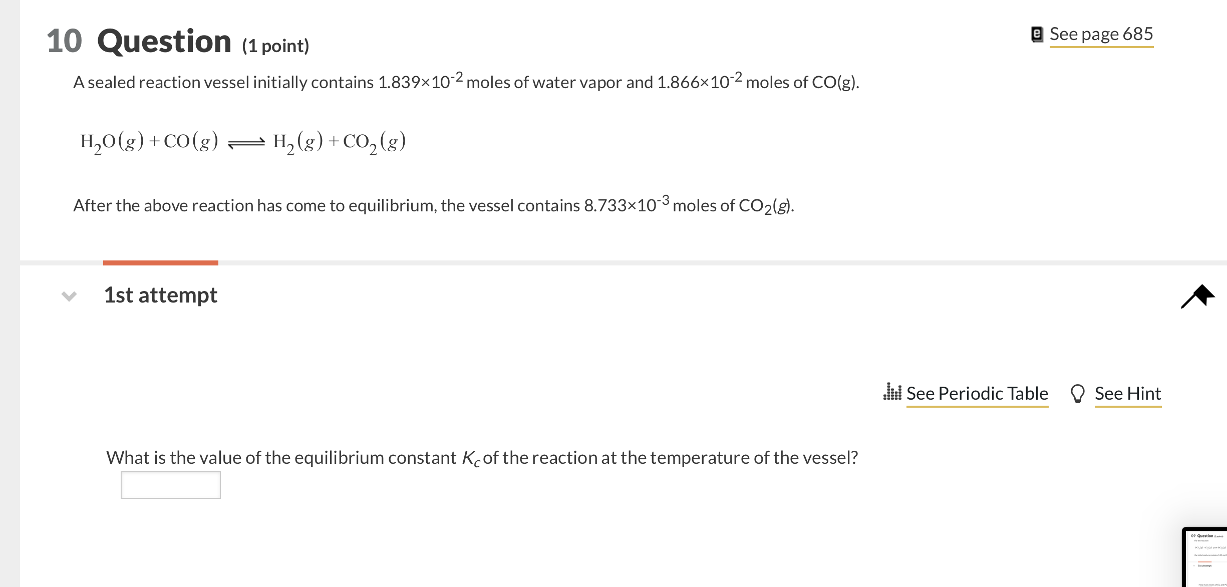 Solved 10 Question (1 point) A sealed reaction vessel | Chegg.com