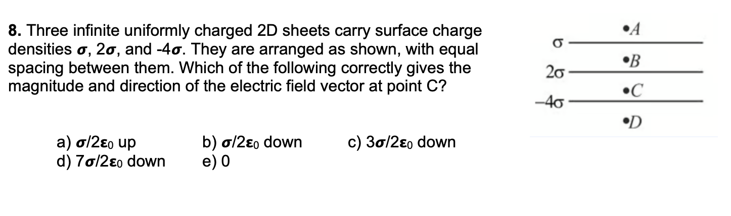 Solved Three infinite uniformly charged 2D ﻿sheets carry | Chegg.com