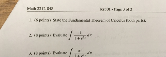 Solved Math 2212-048 Test 01 - Page 3 of 3 1. (6 points) | Chegg.com