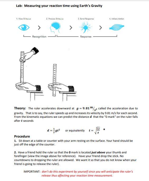 Solved Lab: Measuring your reaction time using Earth's | Chegg.com