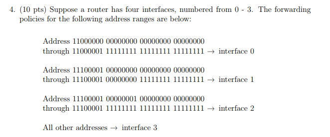 Solved 4. (10 pts) Suppose a router has four interfaces, | Chegg.com Solved 4. (10 pts) Suppose a router has four interfaces, | Chegg.com