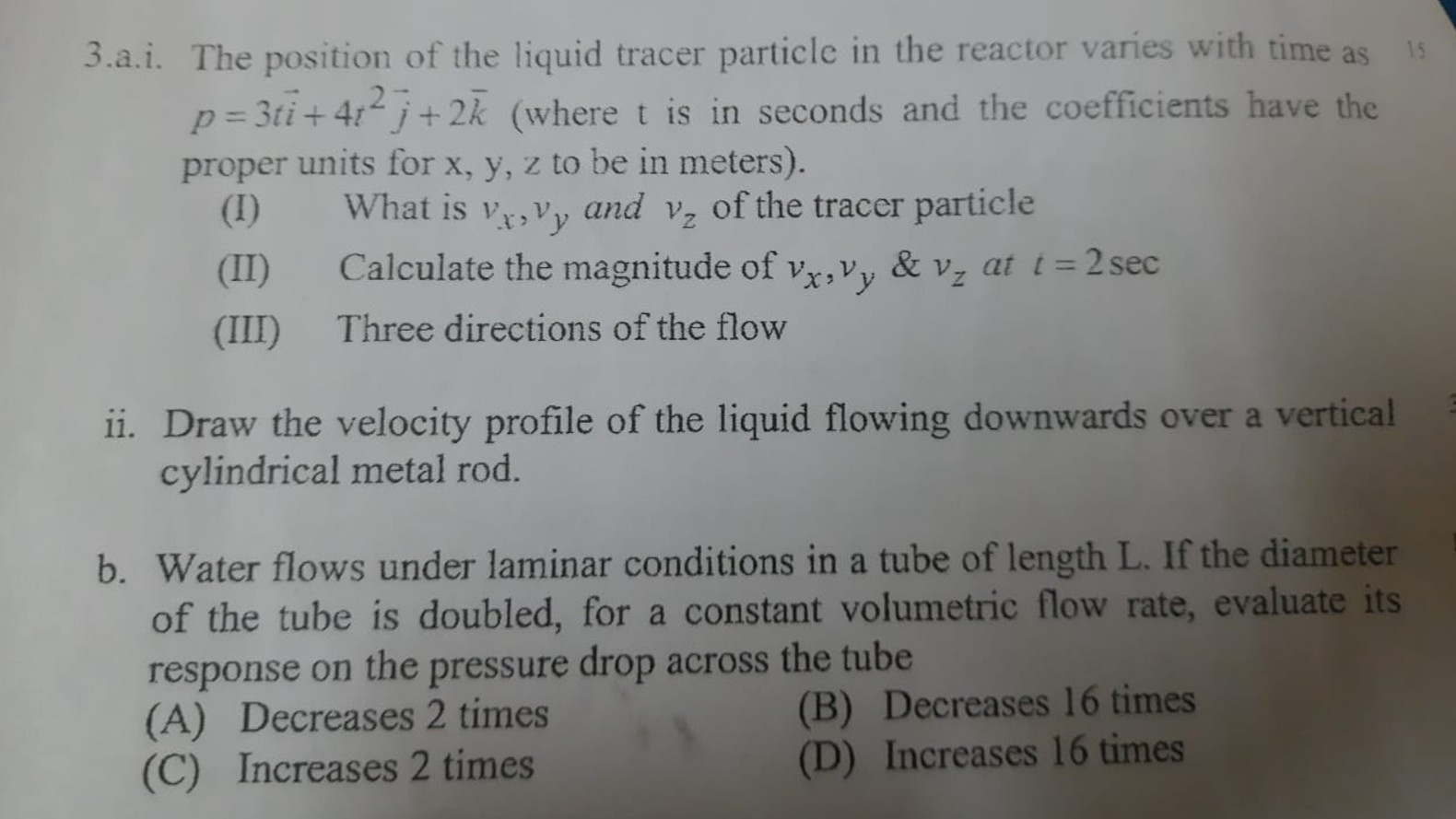 Solved 3.a.i. ﻿The position of the liquid tracer particle in | Chegg.com