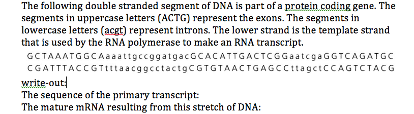 Solved The following double stranded segment of DNA is part | Chegg.com