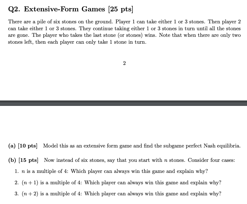 Solved Please answer extensive form game | Chegg.com