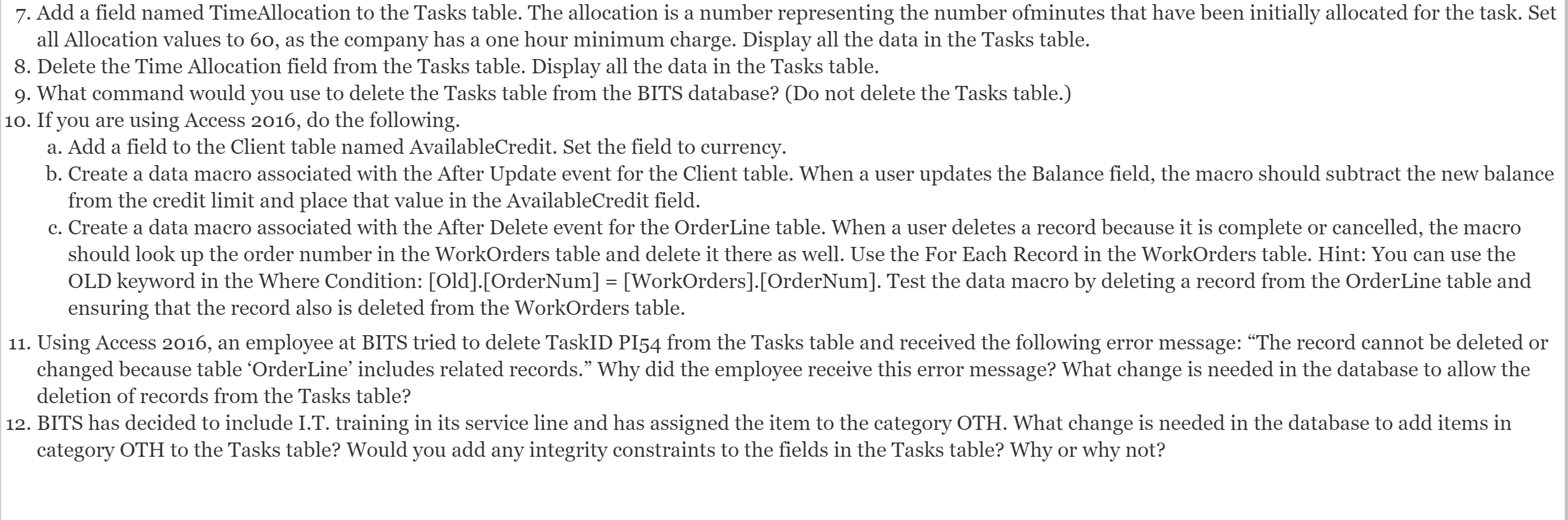 Solved BITS Corporation Exercises - In the following | Chegg.com