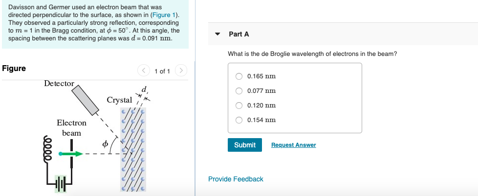 Solved Davisson and Germer used an electron beam that was | Chegg.com