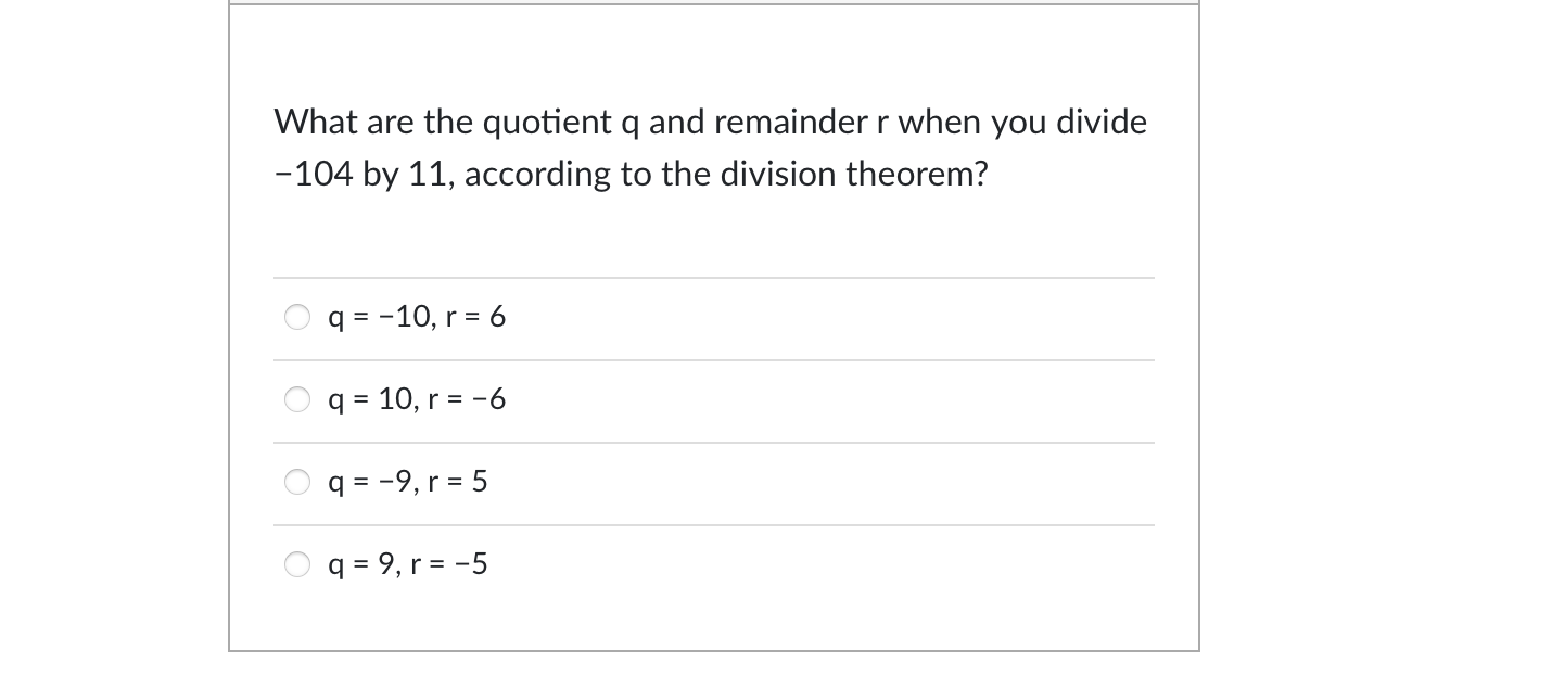 Solved What are the quotient q and remainder r when you | Chegg.com